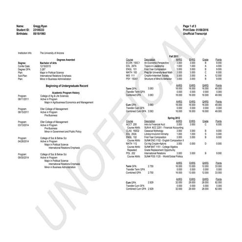 Unofficial College Transcripts | PPT