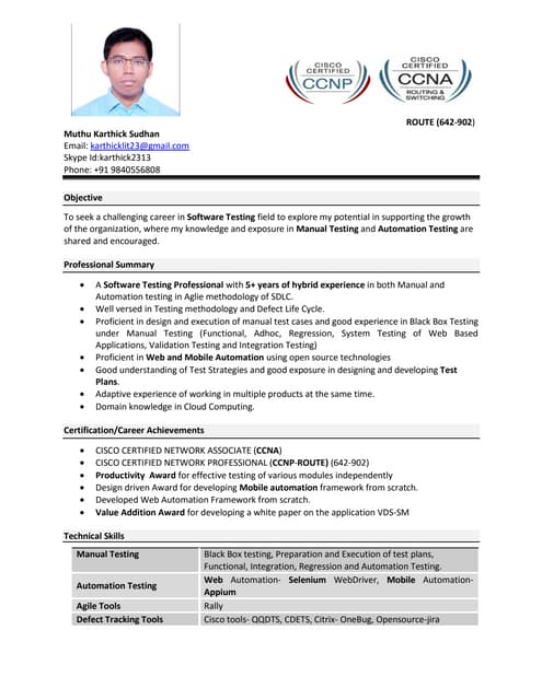 Karthick CCNP Resume | PDF