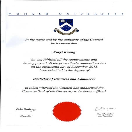 Bachelor Certificate | PDF