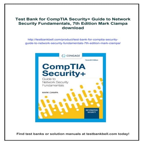 Test Bank for CompTIA Security+ Guide to Network Security Fundamentals ...