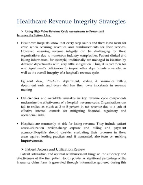 Healthcare Revenue Integrity Strategies | PDF | Free Download Healthcare Revenue Integrity Strategies | PDF | Free Download