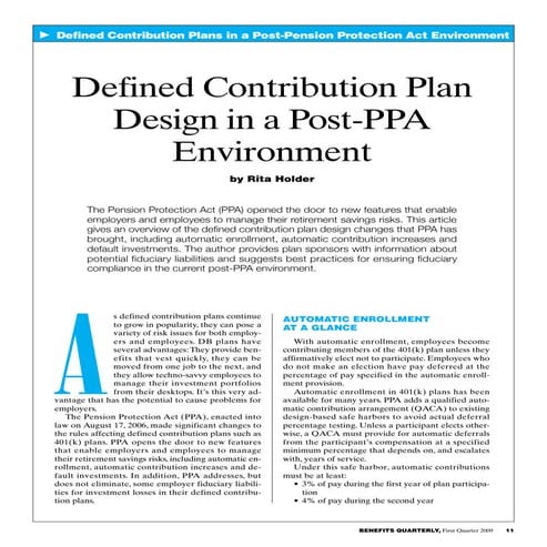 DC Plans in a Post-PPA Environment | PDF