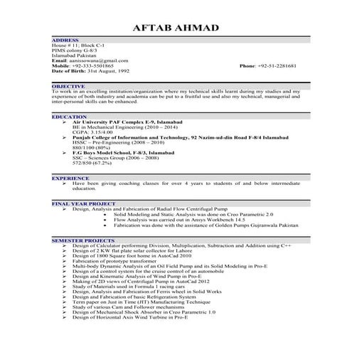 Aftab CV1 | PDF