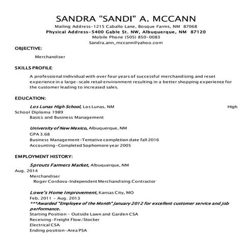 Sandra McCann Resume 2015 1 | DOCX