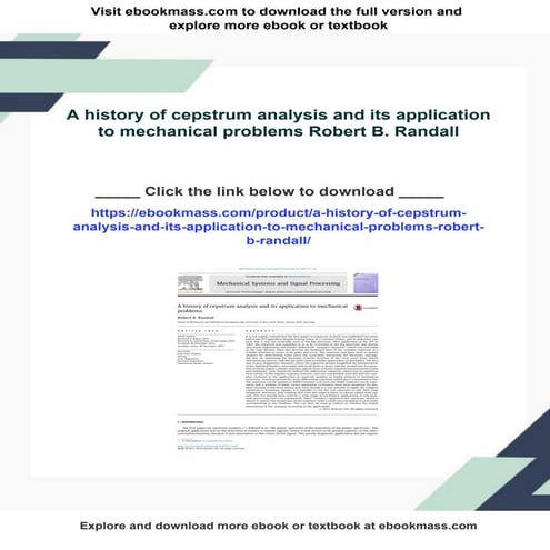A history of cepstrum analysis and its application to mechanical ...