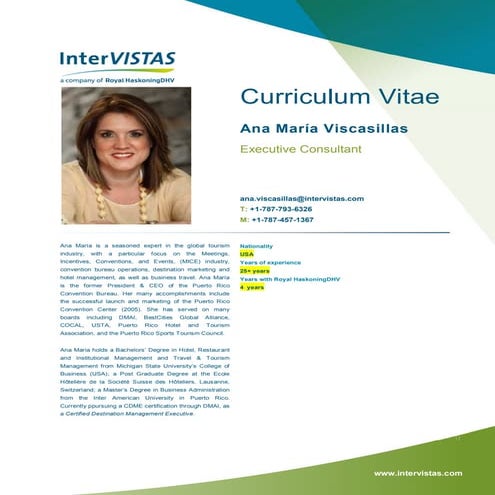 CV_Ana María Viscasillas_InterVISTAS | PDF | South America Travel ...