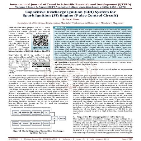 Capacitive Discharge Ignition CDI System for Spark Ignition SI Engine ...