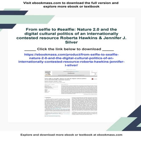 From selfie to #sealfie: Nature 2.0 and the digital cultural politics ...