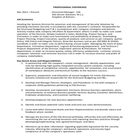 PROFESSIONAL EXPERIENCE G4S | DOCX