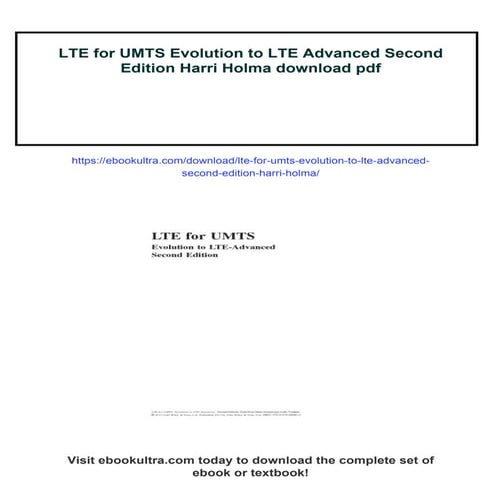 LTE for UMTS Evolution to LTE Advanced Second Edition Harri Holma | PDF