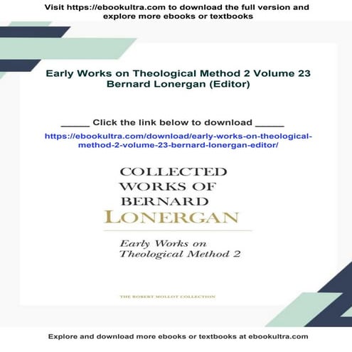 Early Works on Theological Method 2 Volume 23 Bernard Lonergan (Editor ...