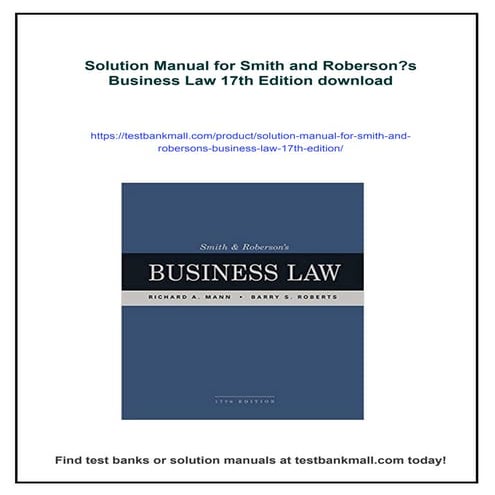 Solution Manual for Smith and Roberson?s Business Law 17th Edition | PDF
