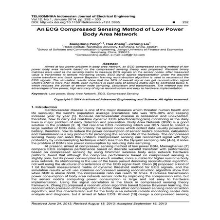 An Ecg Compressed Sensing Method Of Low Power Body Area Network Pdf 4469