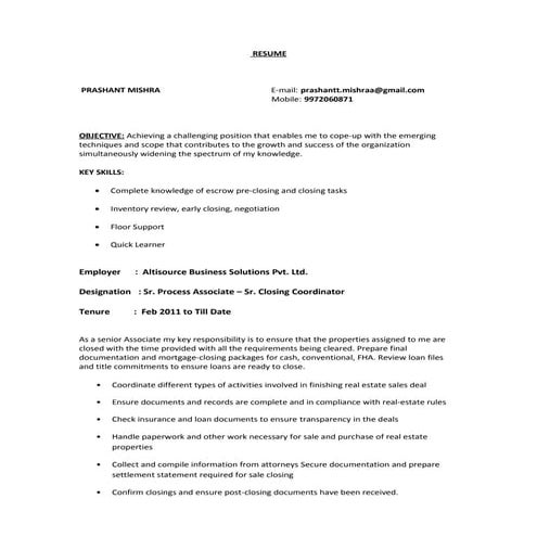 Prashant Resume | PDF
