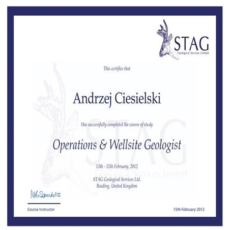Stag G2 Training Certificate Andrzej_Ciesielski | PDF