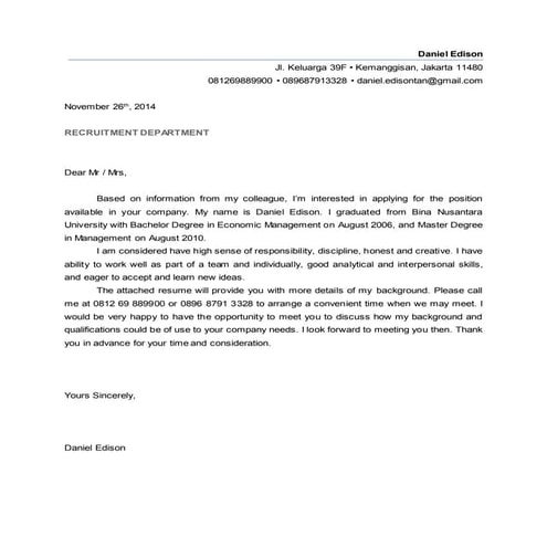 CV Daniel Edison-Nov'14 | DOCX | Resume Writing and Advice | Job Search