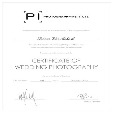 Wedding Photography Professional Certificate | PDF | Wedding | Personal ...