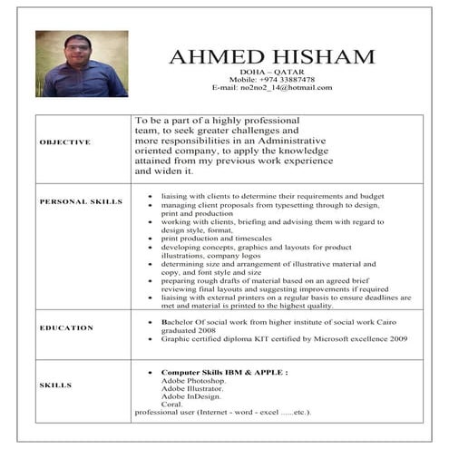 ahmed Hesham CV | DOC | Desktop Publishing | Computer Software and Applications