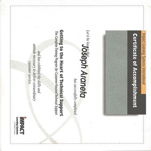 Impact Certificate of Accomplishment Getting to the Heart of Te | PDF