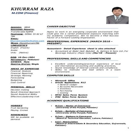 Khurram Raza - CV | PDF