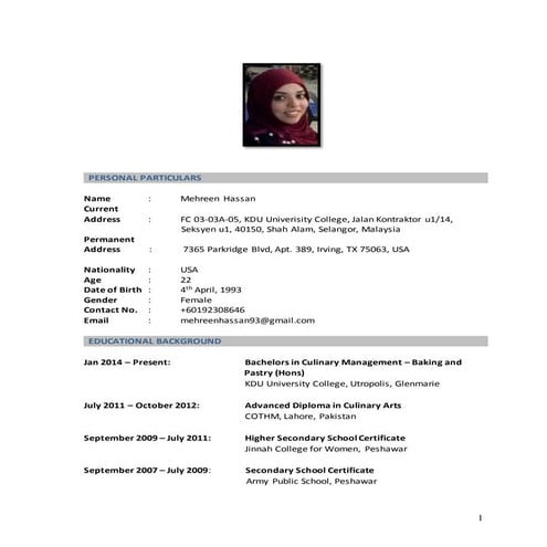 Mehreen Hassan - Resume | DOCX