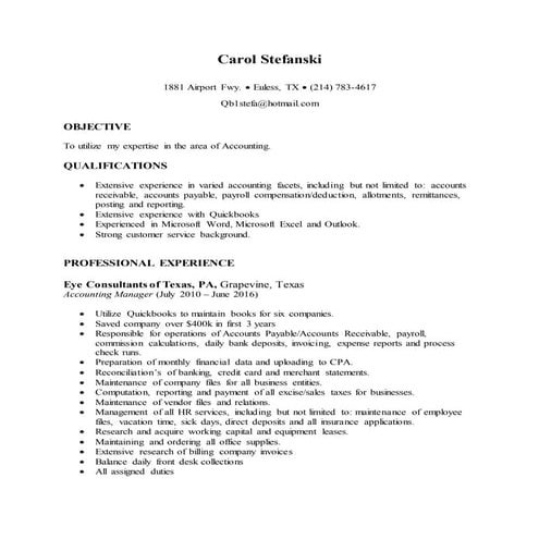 Carol Stefanski Resume no cover-references | DOCX