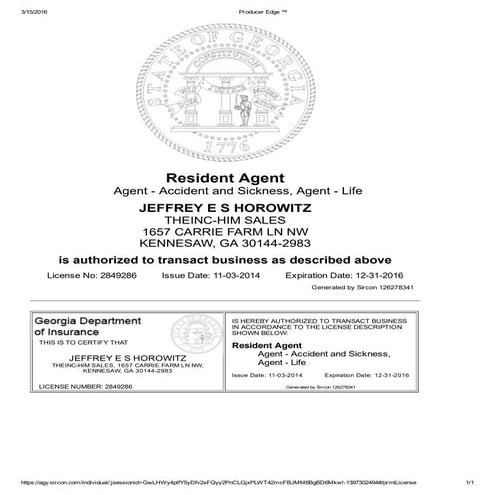 Georgia Life and Health Insurance License | PDF