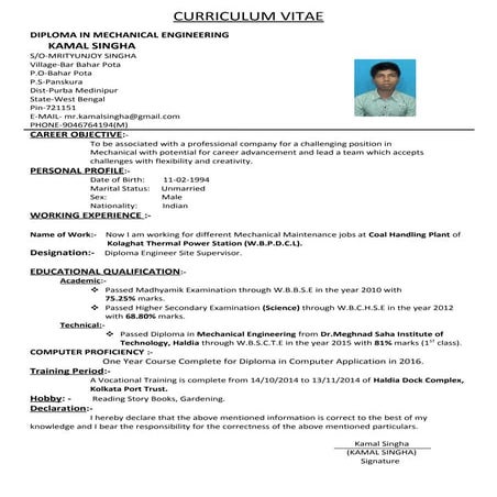 0kamal cv with signature 2 | DOC