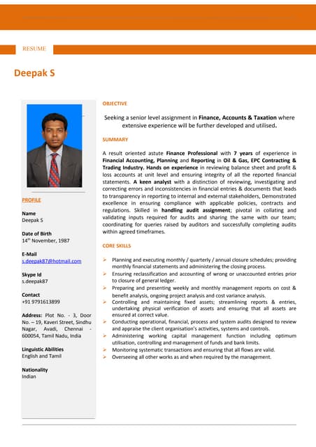 Shiva Prasad_FA_CV | PDF | Business Administration | Business