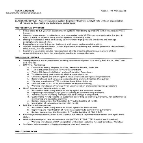 Mukta_D - Resume (1) | DOC | Business Banking & Finance | Business