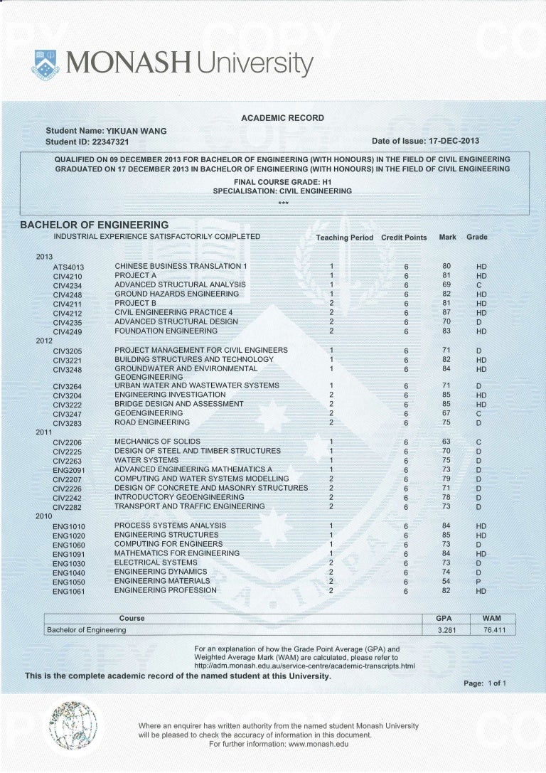 Academic Transcript