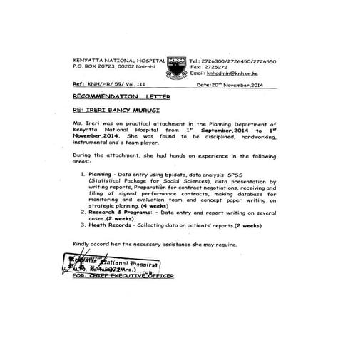 KNH RECOMMENDATION LETTER | PDF