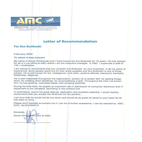 Letter of Reference -AMC | PDF