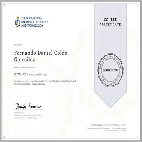 Coursera - HTML, CSS and JavaScript | PPT