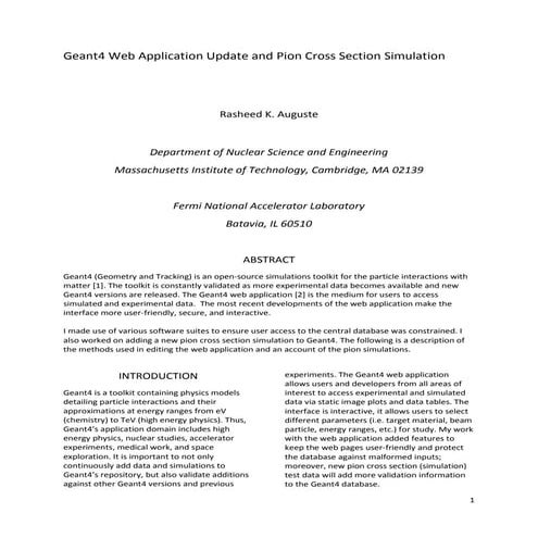 Geant4_Web_Application_Update_and_Pion_Cross_Section_Simulation | PDF | Databases | Computer ...