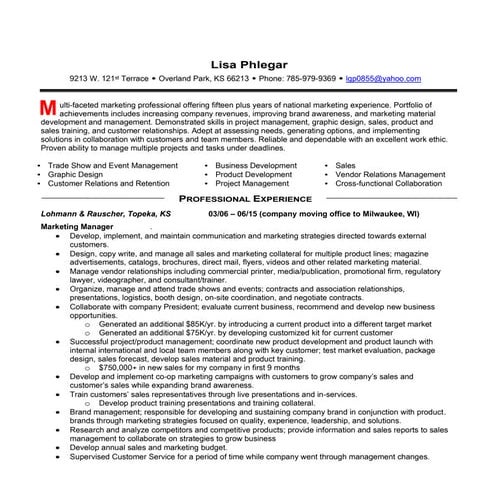 Lisa Phlegar_resume | PDF | Sales | Business