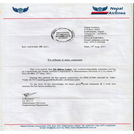 Experience Certificate @ NAC | PDF