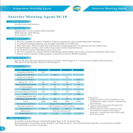 Tds for matting agent for powder coatings kingcham chemical may. 20th ...