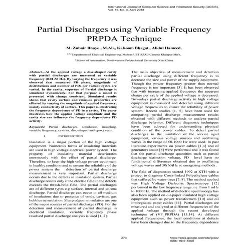 Partial Discharges using Variable Frequency PRPDA Technique | PDF