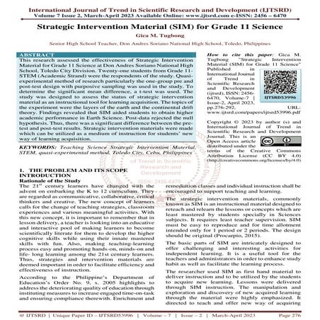 What is Strategic Intervention Material (SIM) | PPTX