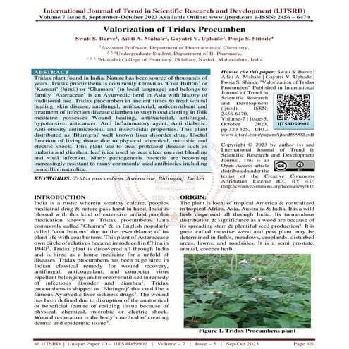 Valorization of Tridax Procumben | PDF