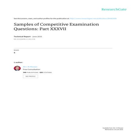 Samples of Competitive Examination Questions: Part XXXVII | PDF