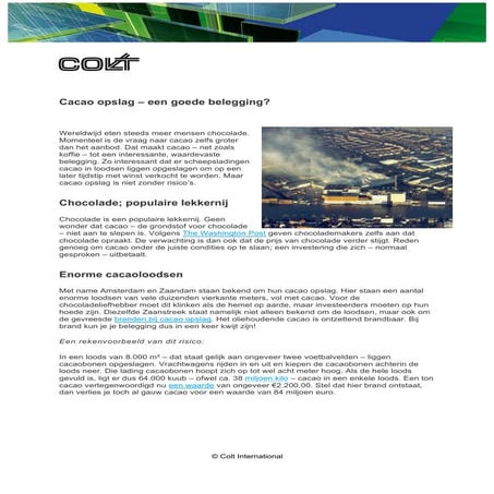 Cacao opslag – een goede belegging? | PDF