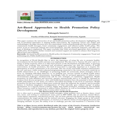 Community-Based Art Projects for Public Health Education (www.kiu.ac.ug ...