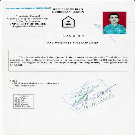 University of Duhok certificate | PDF