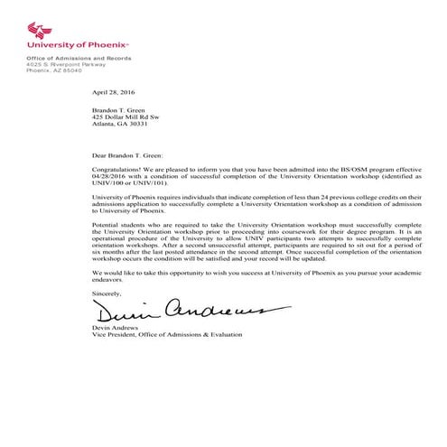Phenix Welcome Letter | PDF