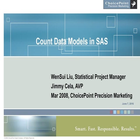Count Data Models in SAS | PPT