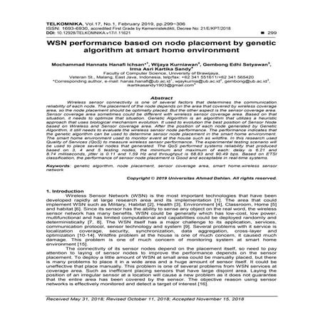 Wsn Performance Based On Node Placement By Genetic Algorithm At Smart 9128