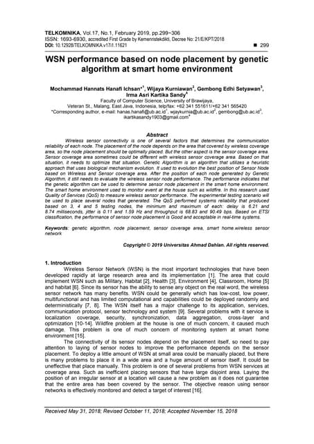 Wsn Performance Based On Node Placement By Genetic Algorithm At Smart 9128