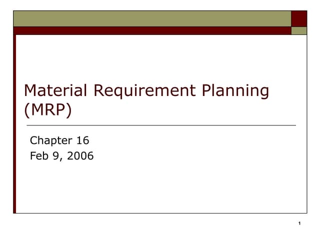 Stock requirements list md04 | PPT